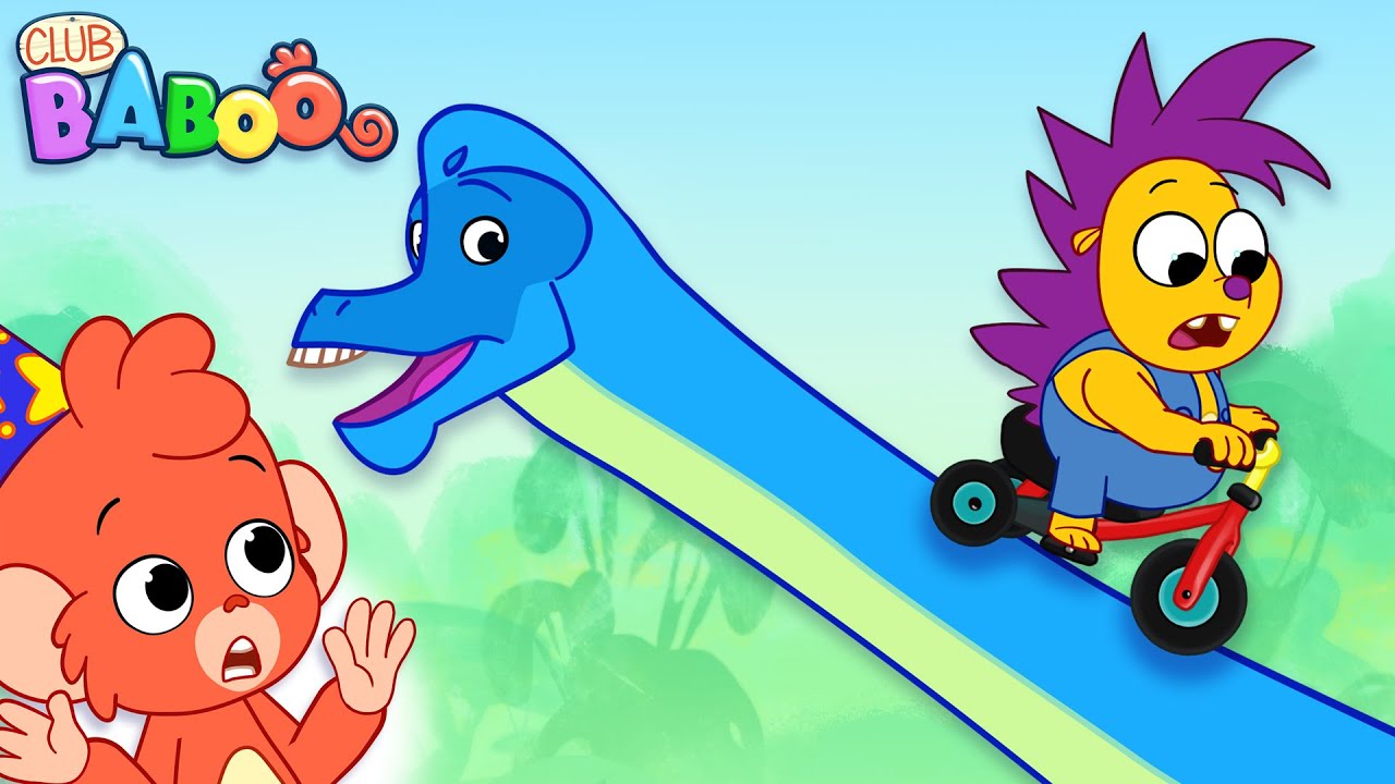 Dinosaur Cartoon Club Baboo | Rocky the hedgehog rides his tricycle on ...