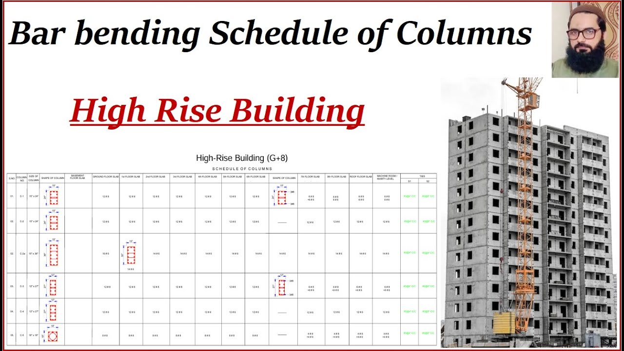 Bar bending schedule of High rise Building | How to prepare Bar bending schedule of Columns ...