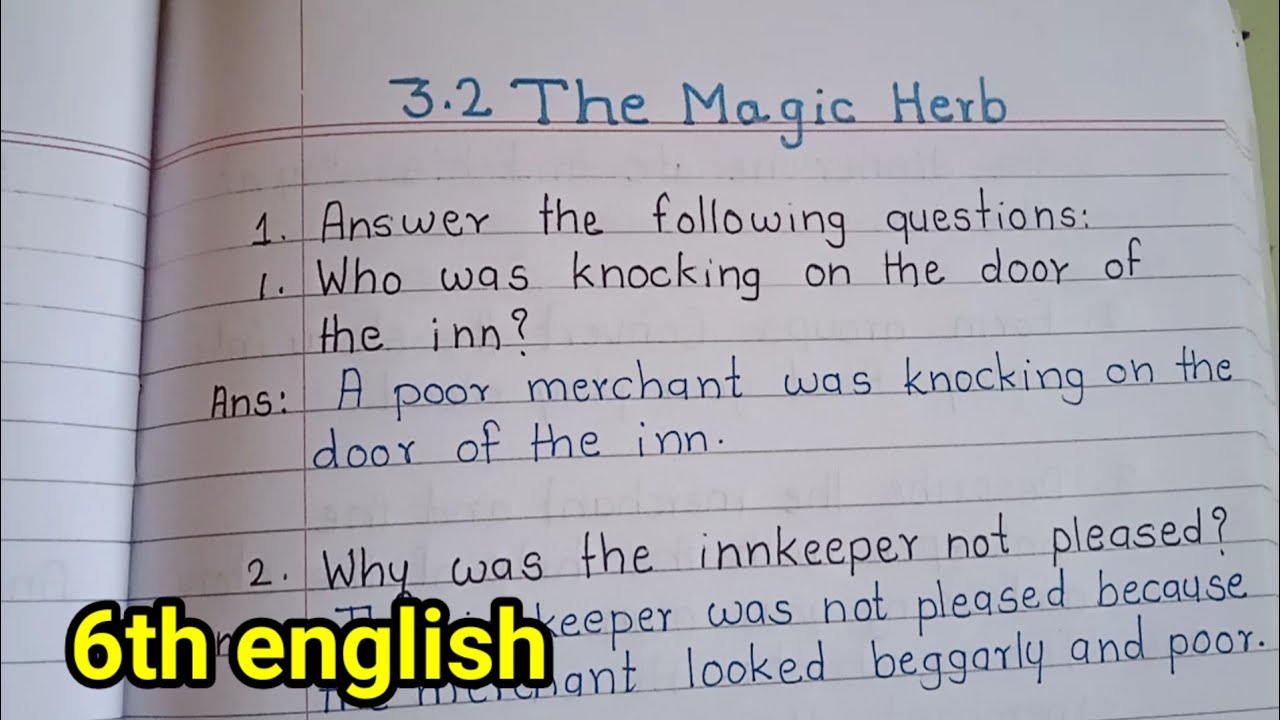 the magic herb question and answer 6th english - YouTube