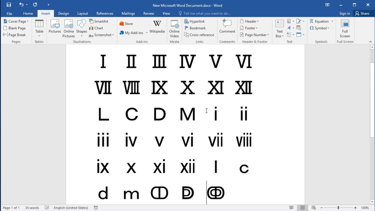 How To Insert Roman Numbers In MS Word YouTube How To Insert Roman Numbers In MS Word YouTube