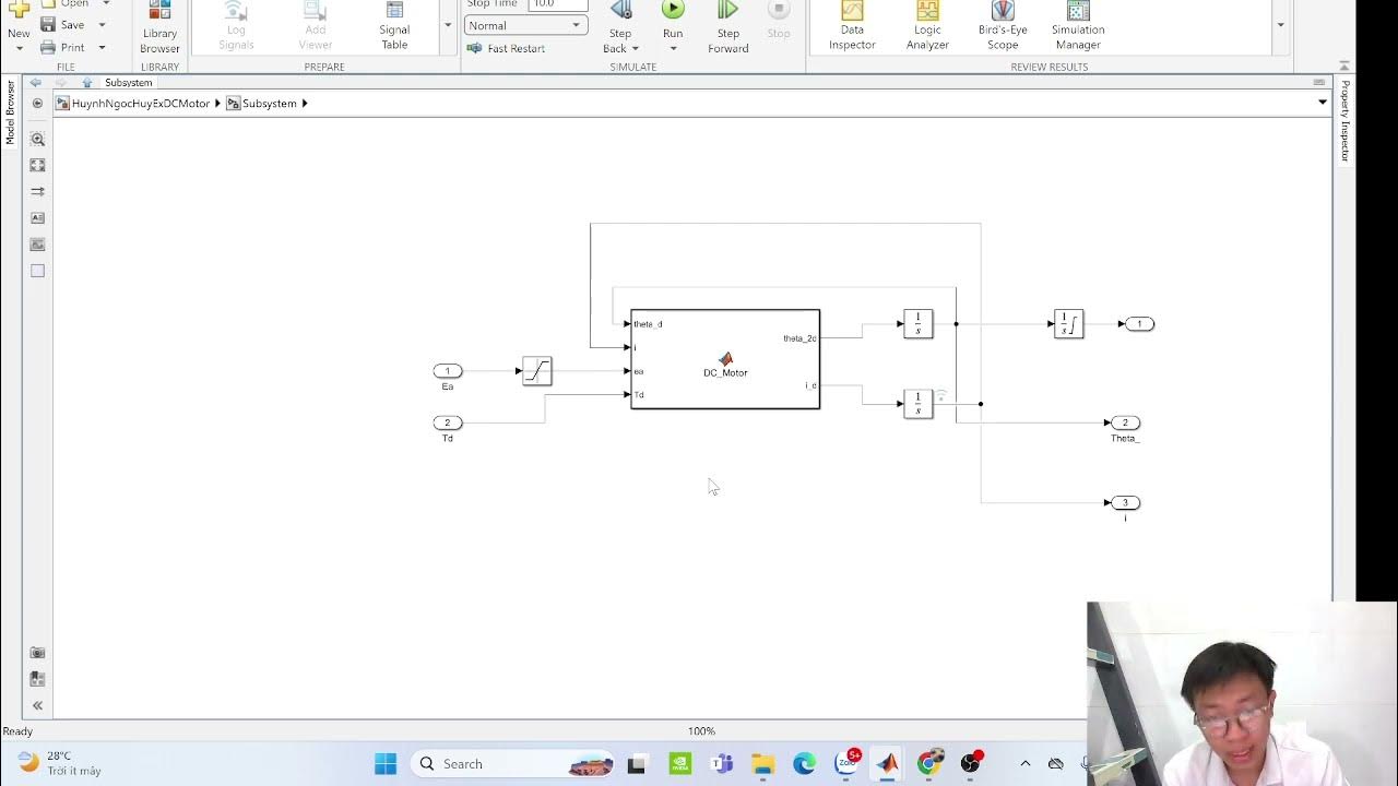 Simulate DC Motor system by MATLAB Function block - YouTube