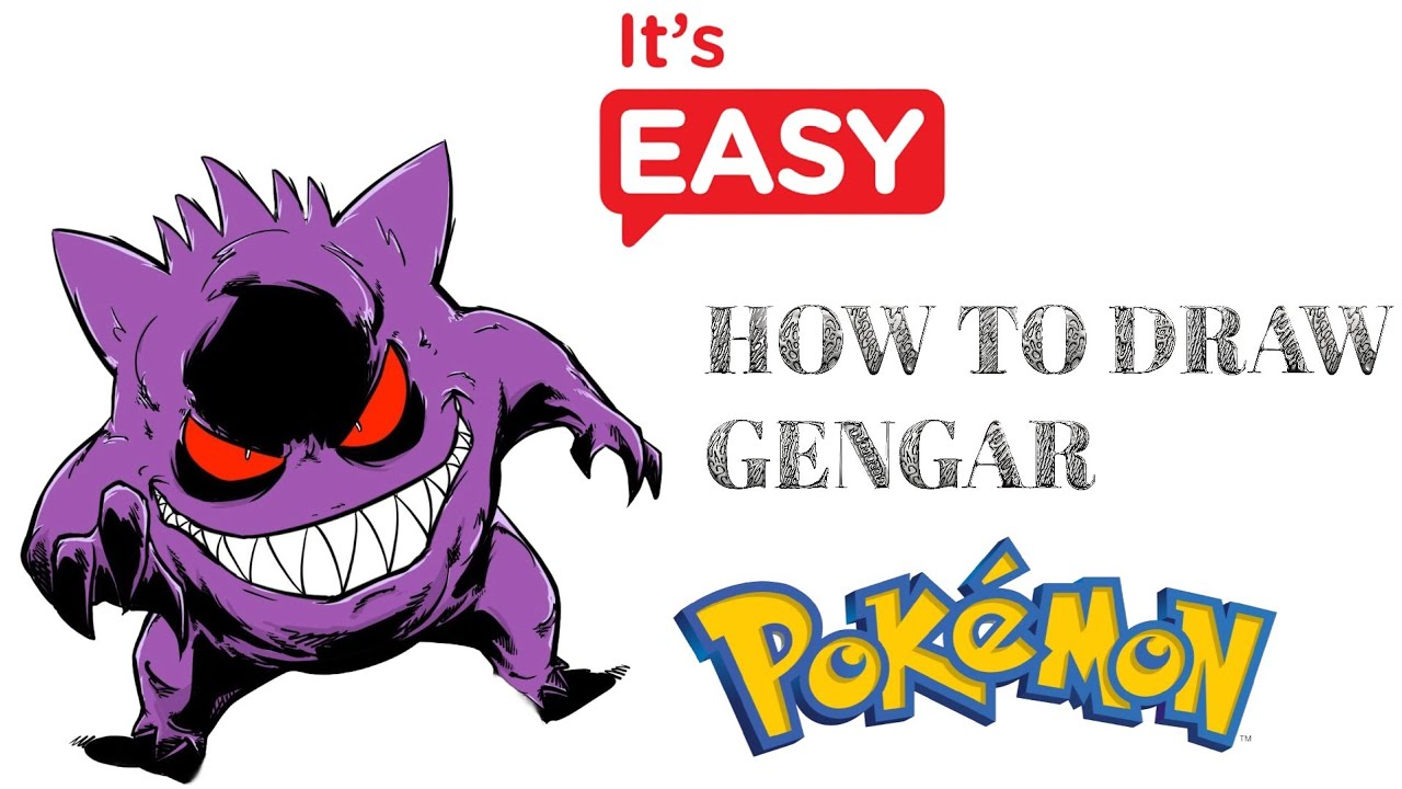 HOW TO DRAW THE GHOST POKÉMON GENGAR. - YouTube