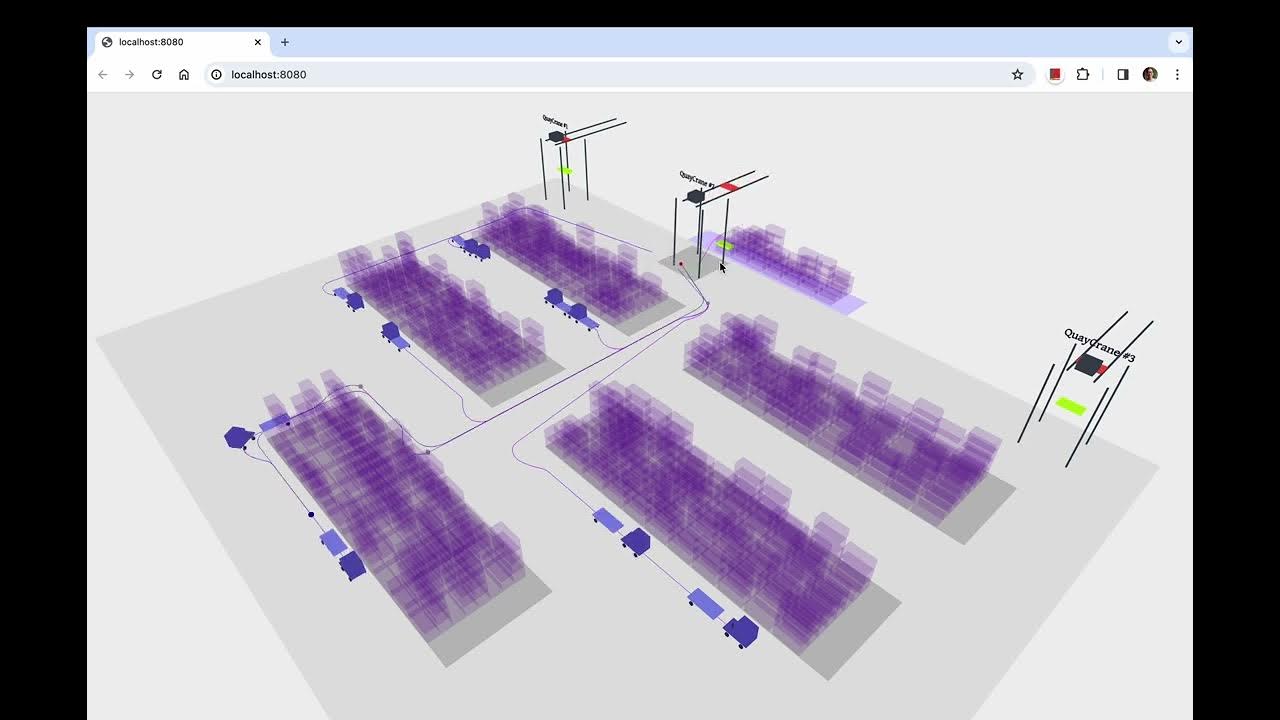 Container terminal simulator - 64x fast simulation speed - YouTube