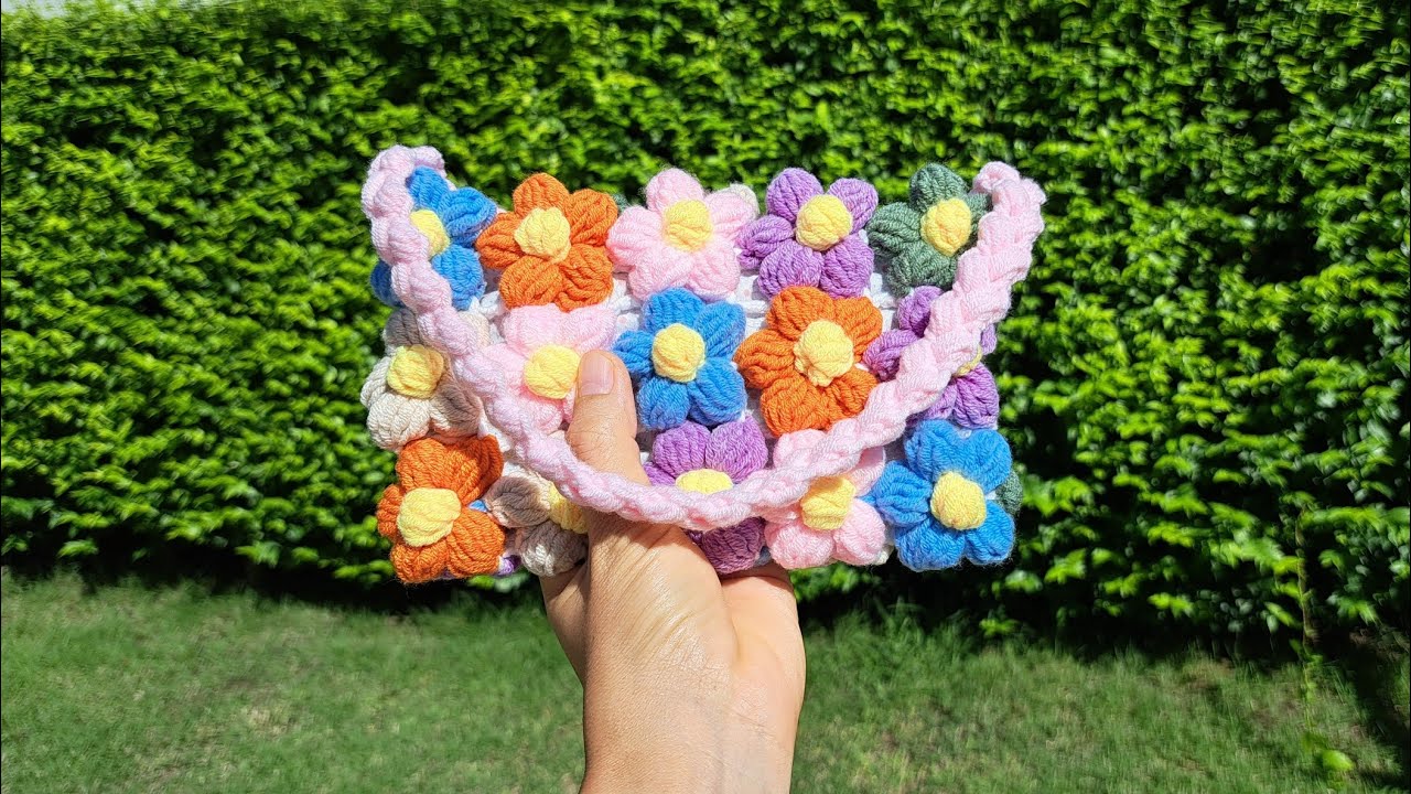 How to Crochet Flower Phone Bag | Step by step for beginners - YouTube