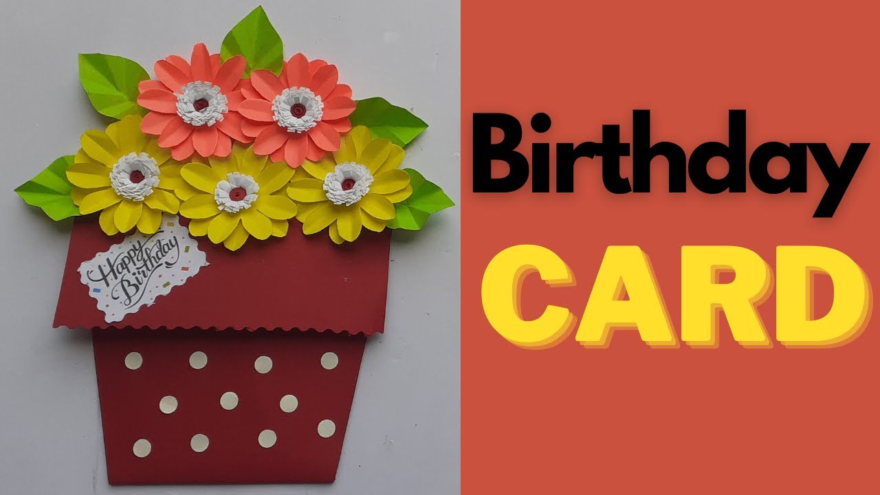 Easy to make Birthday Card /FLower pot card - YouTube