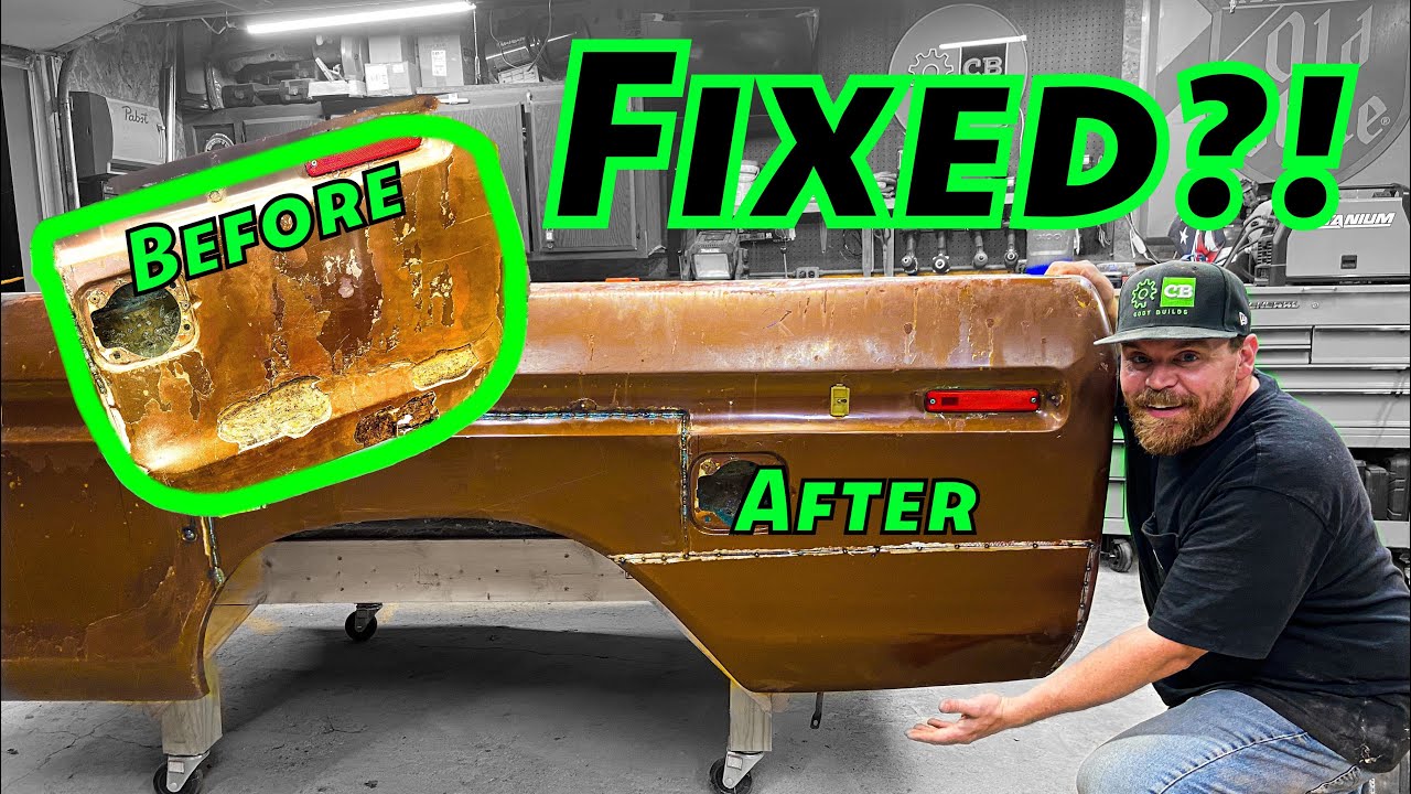 REPAIRING the Rusty Quarter Panel on My Dentside Ford Truck Bed! - YouTube