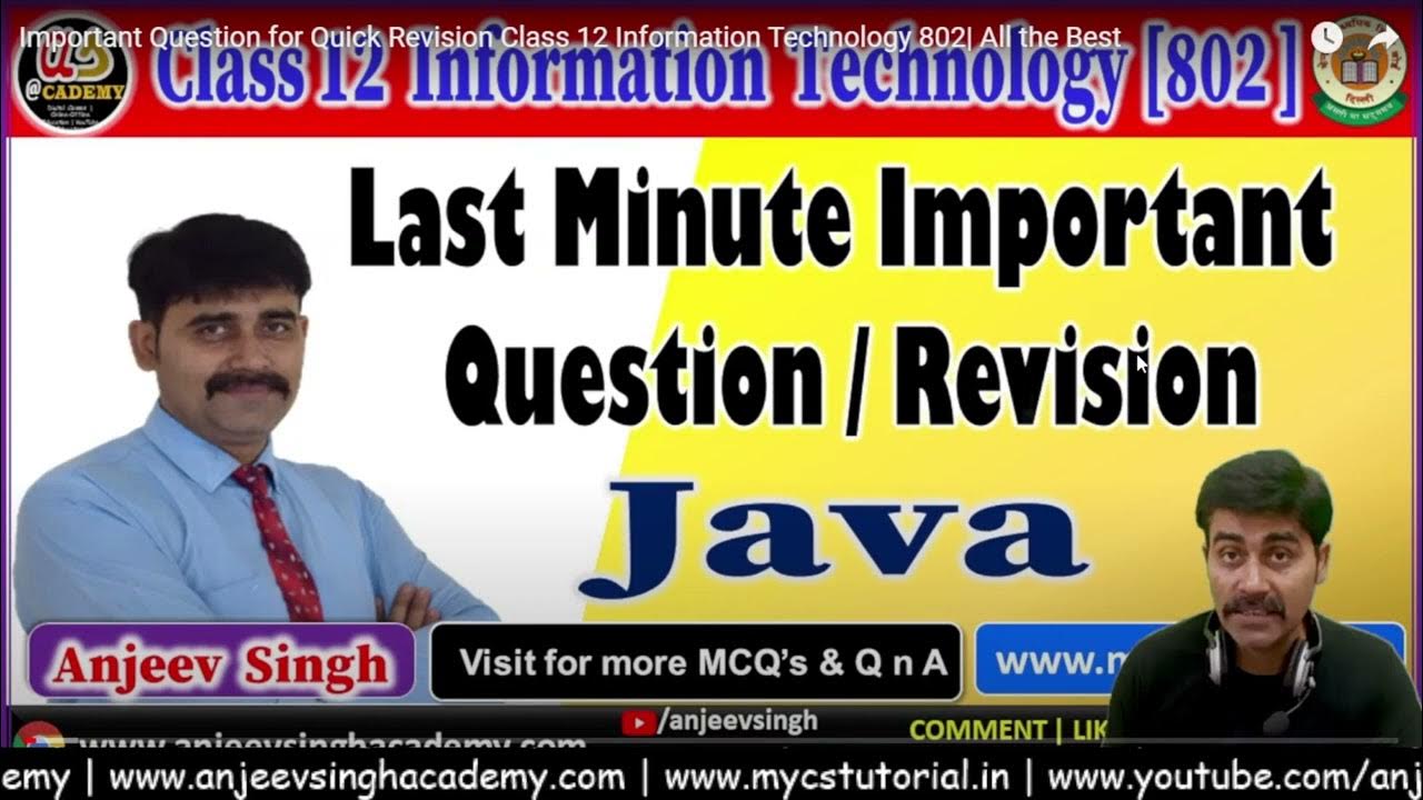 Class 12 IT 802 Java Last Minute Revision | One Shot Java | Quick Revision of Java | IT 802 ...