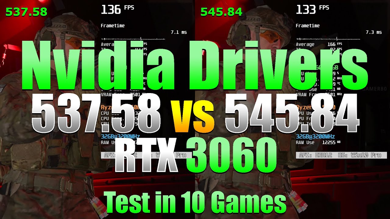 Nvidia Drivers - 537.58 vs 545.84 | RTX 3060 Test in 10 Games - YouTube