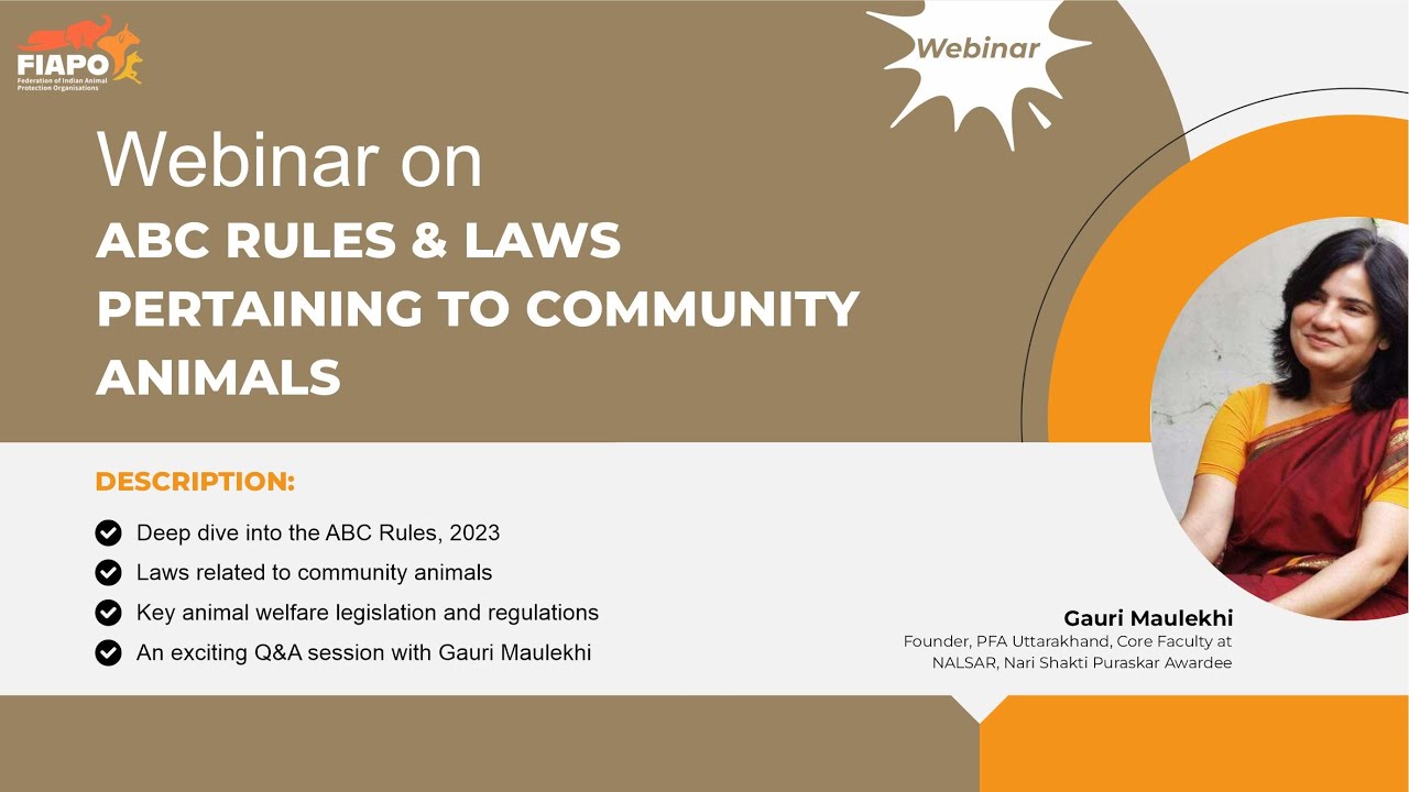 Webinar on ‘ABC Rules & Laws Pertaining To Community Animals’ with ...