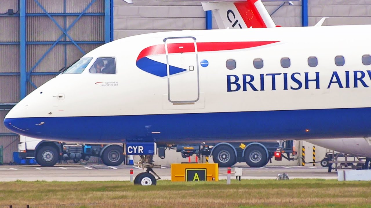 Plane Spotting at London City Airport - Part 1 - BA CityFlyer E190 Take ...