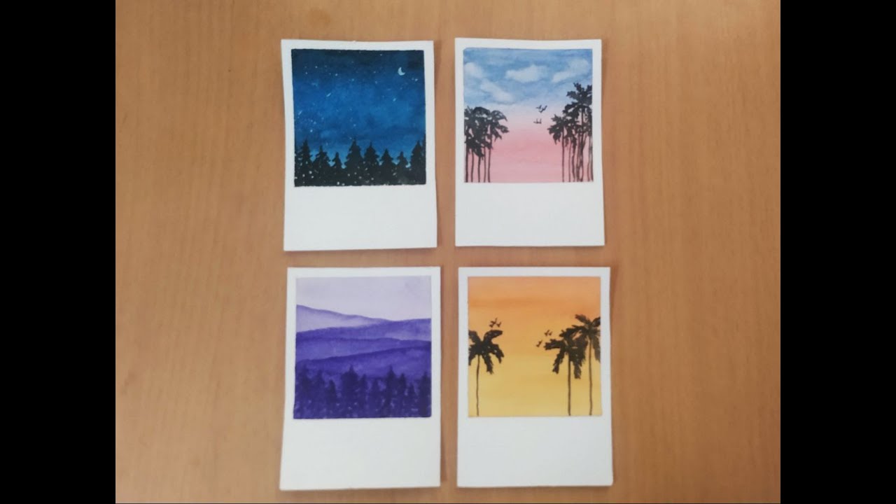 Watercolor Polaroids|Beginners friendly|Easy watercolor paintings - YouTube