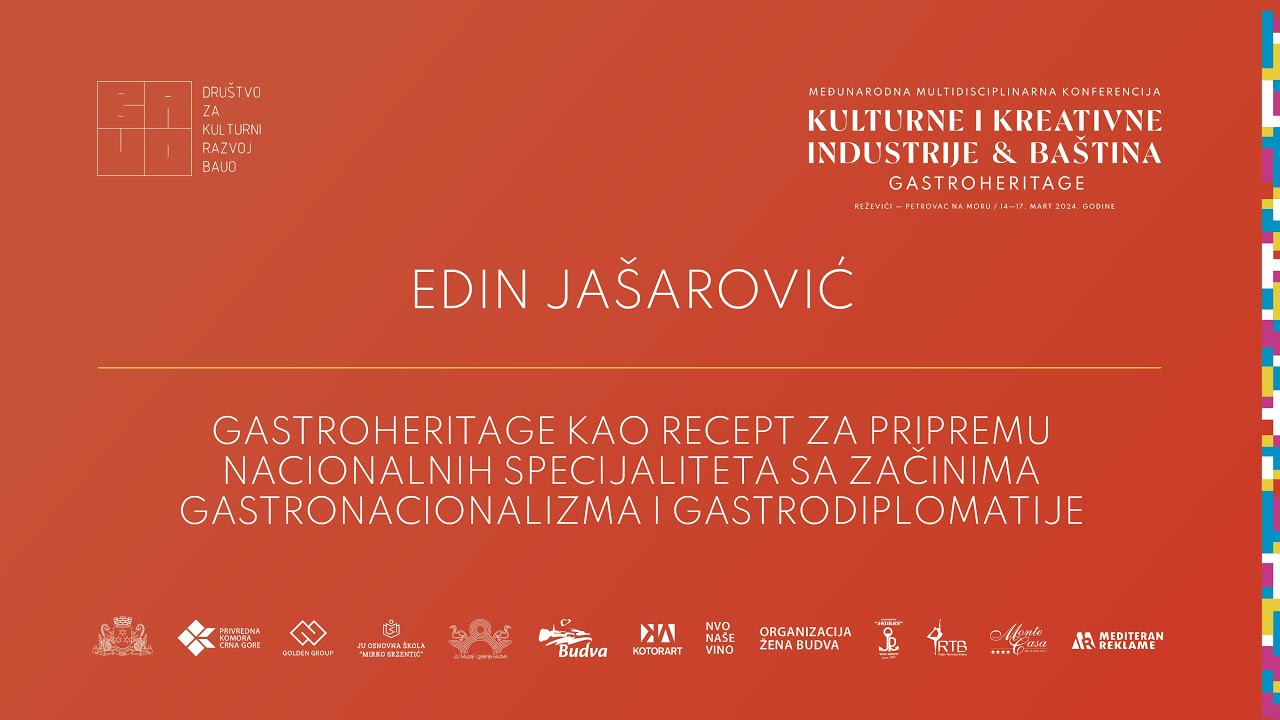 Edin Jašarović | Gastroheritage kao recept zapripremu nacionalnih ...