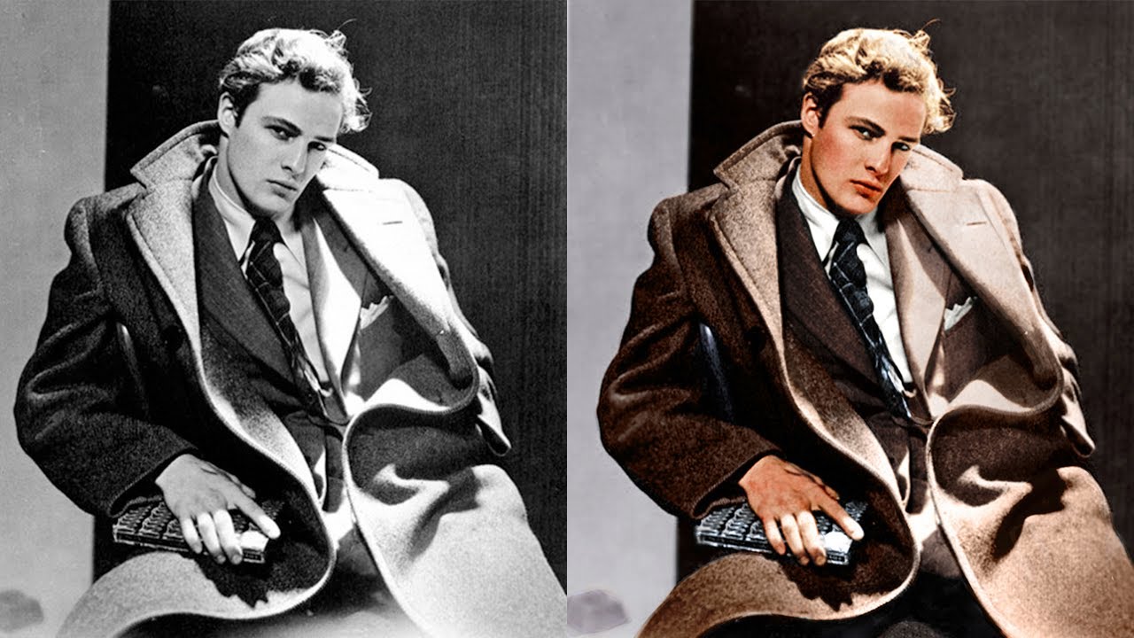 Restoration and colorization: Marlon Brando (1947) - YouTube