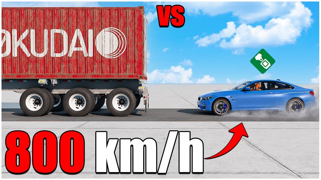 Truck Trailer VS BMW M4 | Crash Test 497 MPH / 800 KMH | BeamNG Drive ...