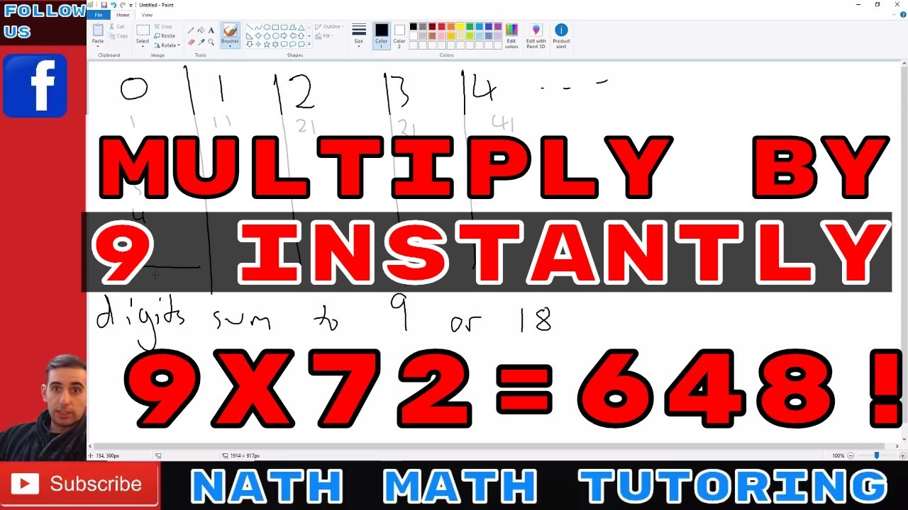 How to Multiply 2 digit Numbers by 9 Instantly - YouTube