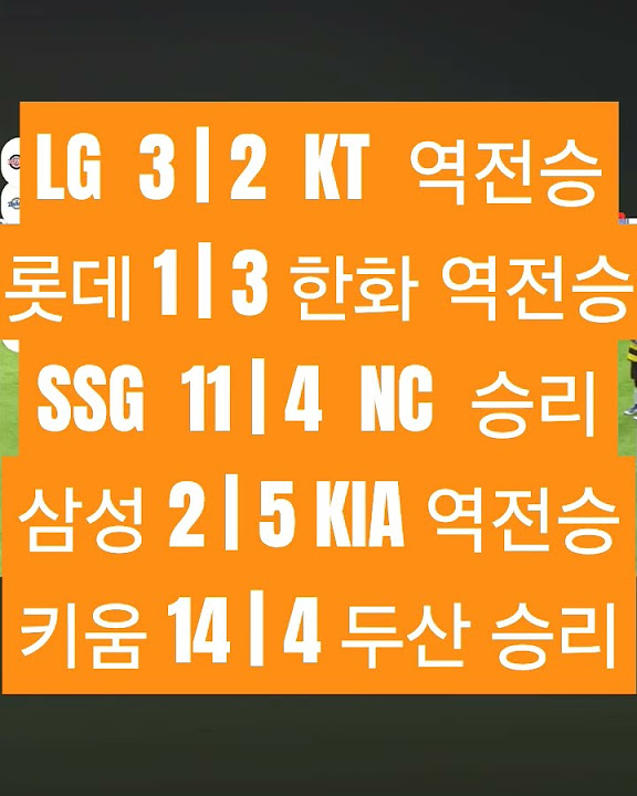 LG 3 | 2 KT 위즈 롯데 1 | 3 한화 SSG 11 | 4 NC 삼성 2 | 5 KIA 키움 3 | 2 두산 - YouTube