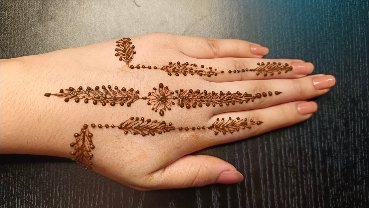 Back hand aesthetic design|| simple henna design || easy back hand ...