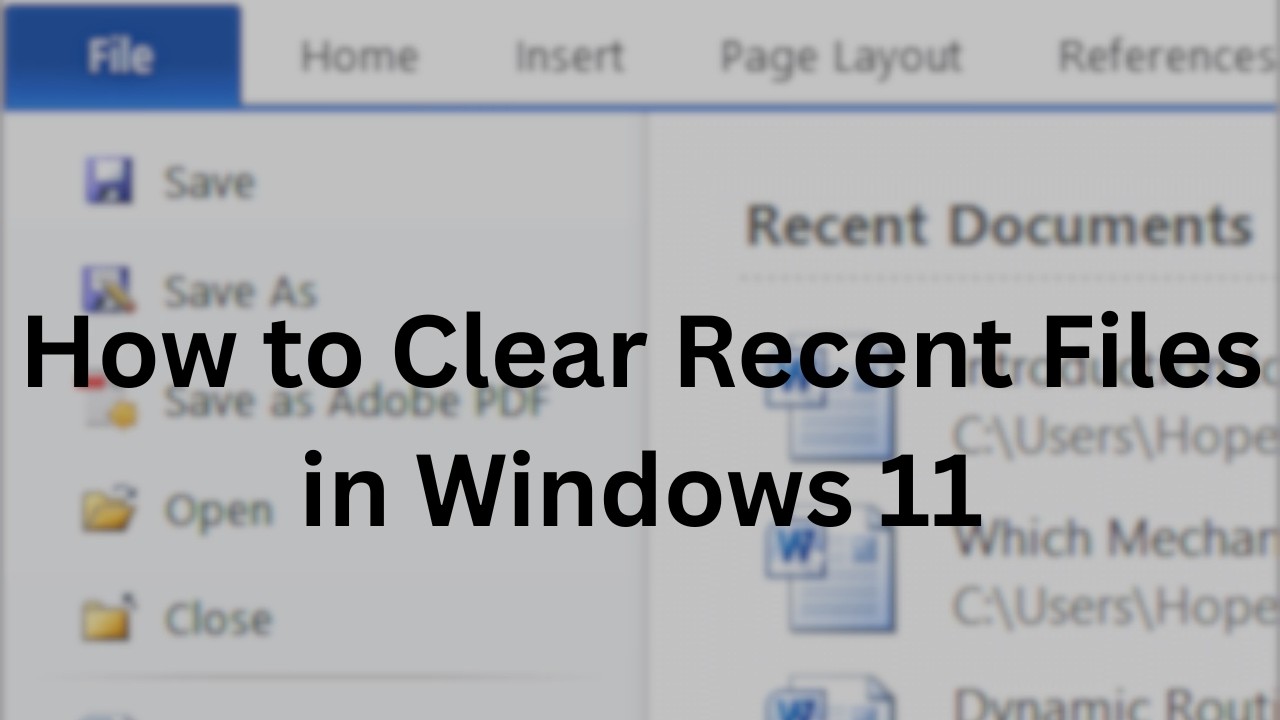 How to Clear Recent Files in Windows 11 - YouTube