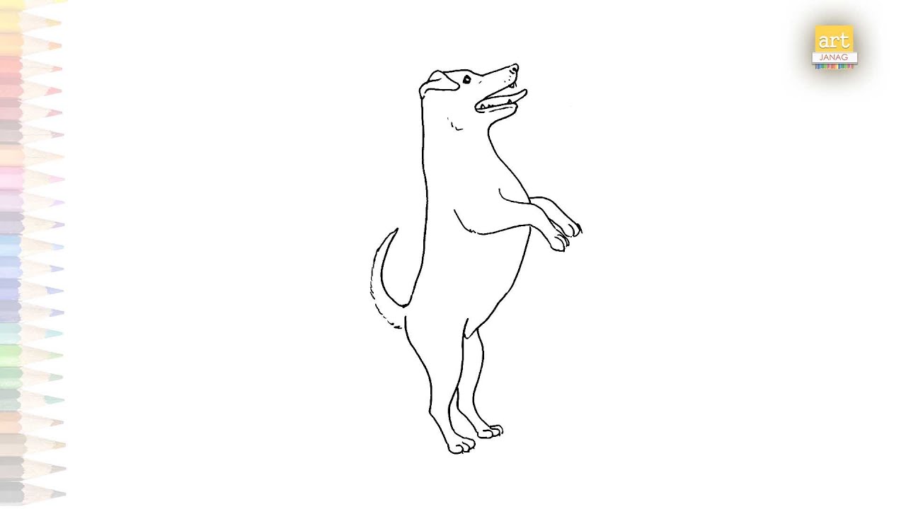 Dog standing drawing easy | Dog outline drawings | How to draw standing ...