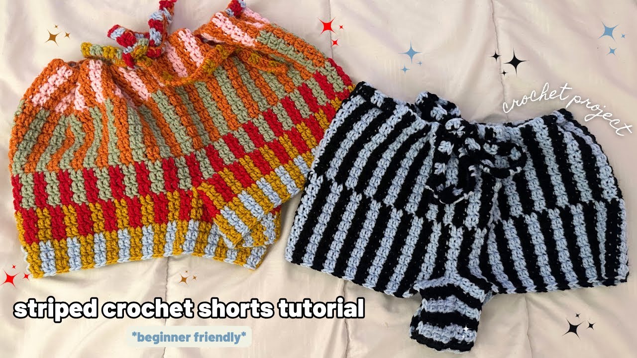 Crochet Striped Shorts Tutorial *beginner friendly* - YouTube