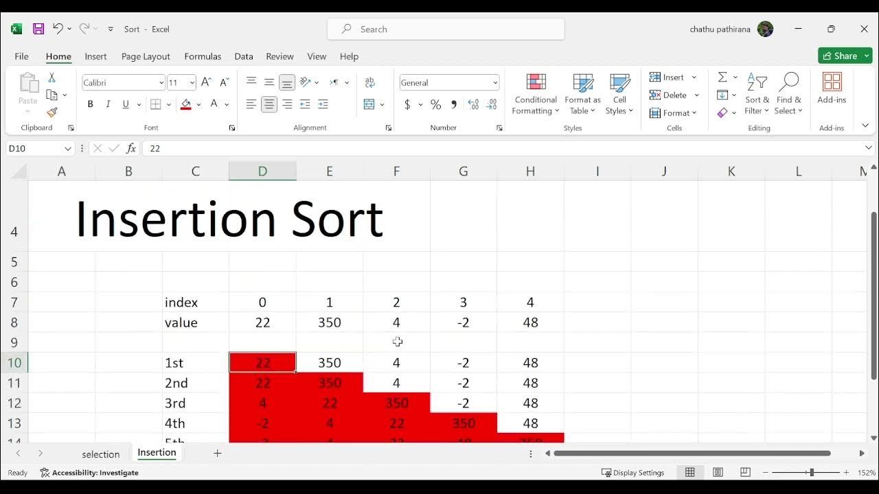 Insertion Sort With Java - YouTube