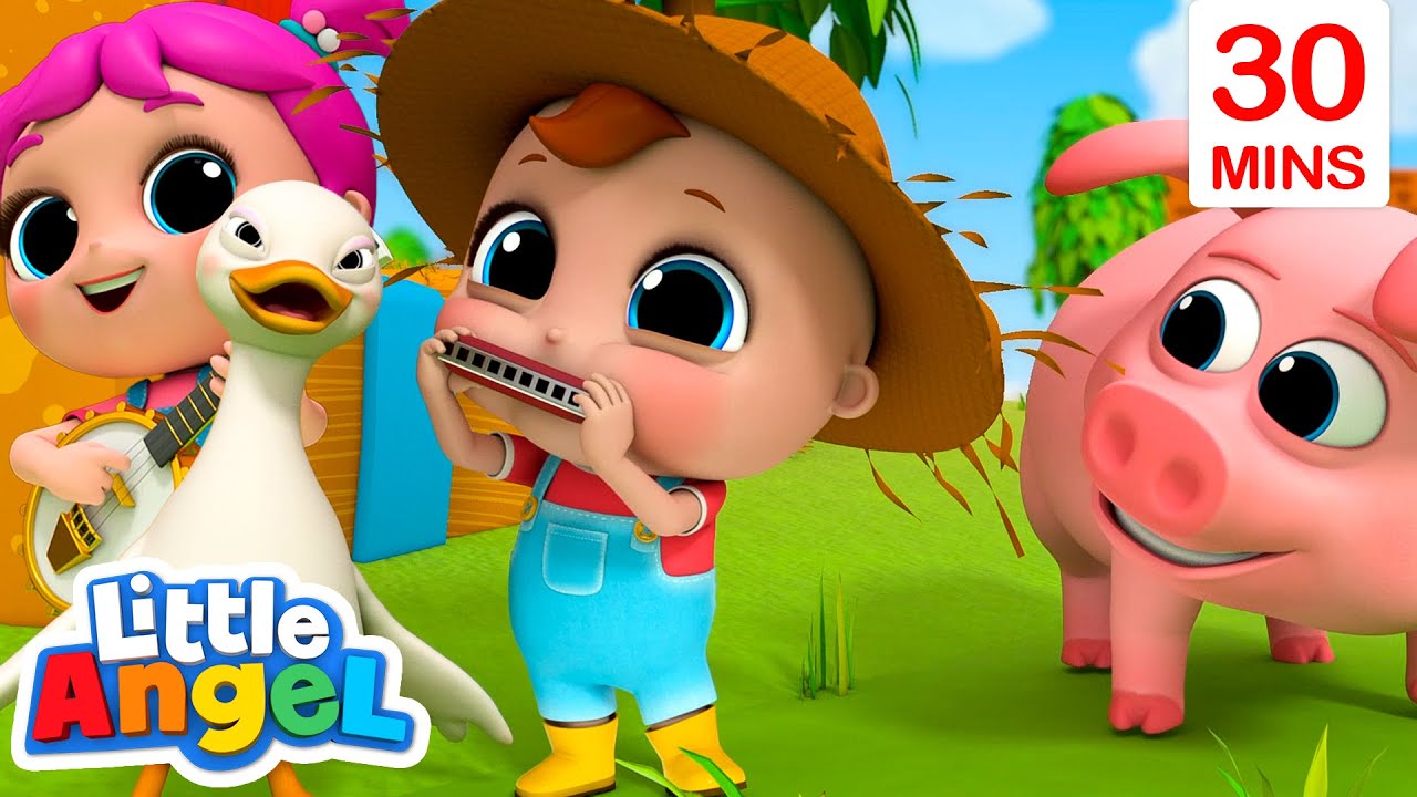 Musictime on Old MacDonalds Farm | Little Angel | Moonbug Kids - Farm ...