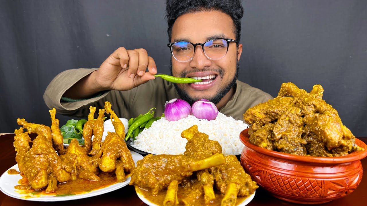 EATING SPICY WHOLE CHICKEN CURRY , SPICY MUTTIN CURRY , DUCK CURRY WITH ...