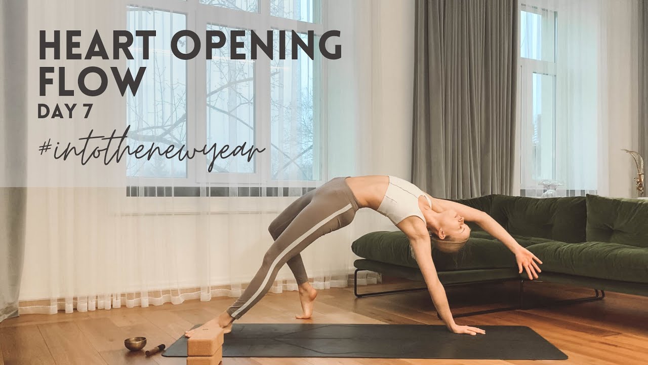 DAY 7: #intothenewyear Yoga Challenge - HEART OPENING FLOW | Yoga By Lina - YouTube