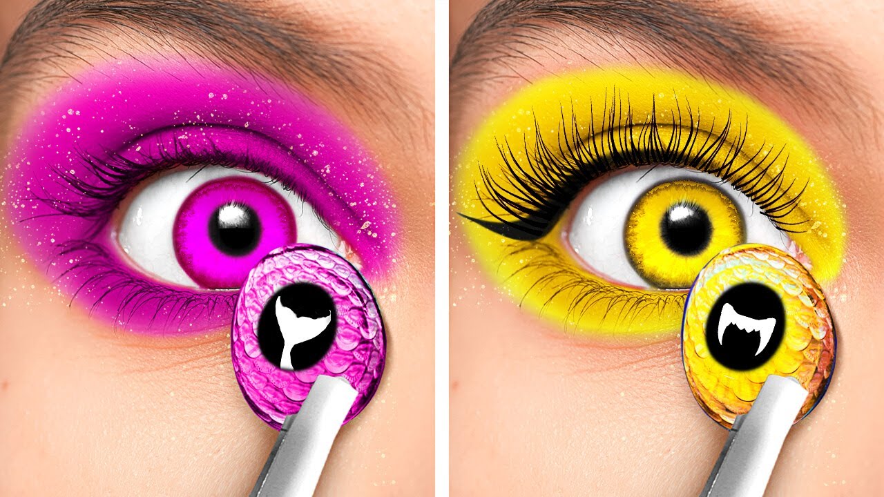 ONE COLORED MAKEOVER CHALLENGE || Vampire VS. Mermaid! Viral Beauty ...