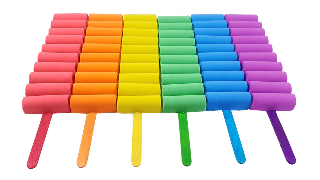 Learn Colors & Make Kinetic Sand Skewers Ice Cream - YouTube