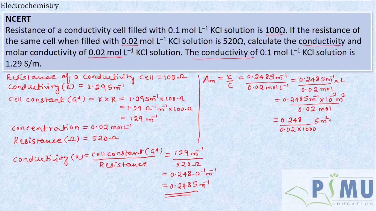Problems on Electrolytic Conductance and Molar Conductivity ...