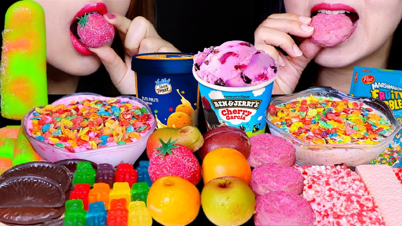 ASMR WATERMELON ICE POPS, FRUIT MARZIPAN, RAINBOW GUMMY, TUTTI FRUTTI ...