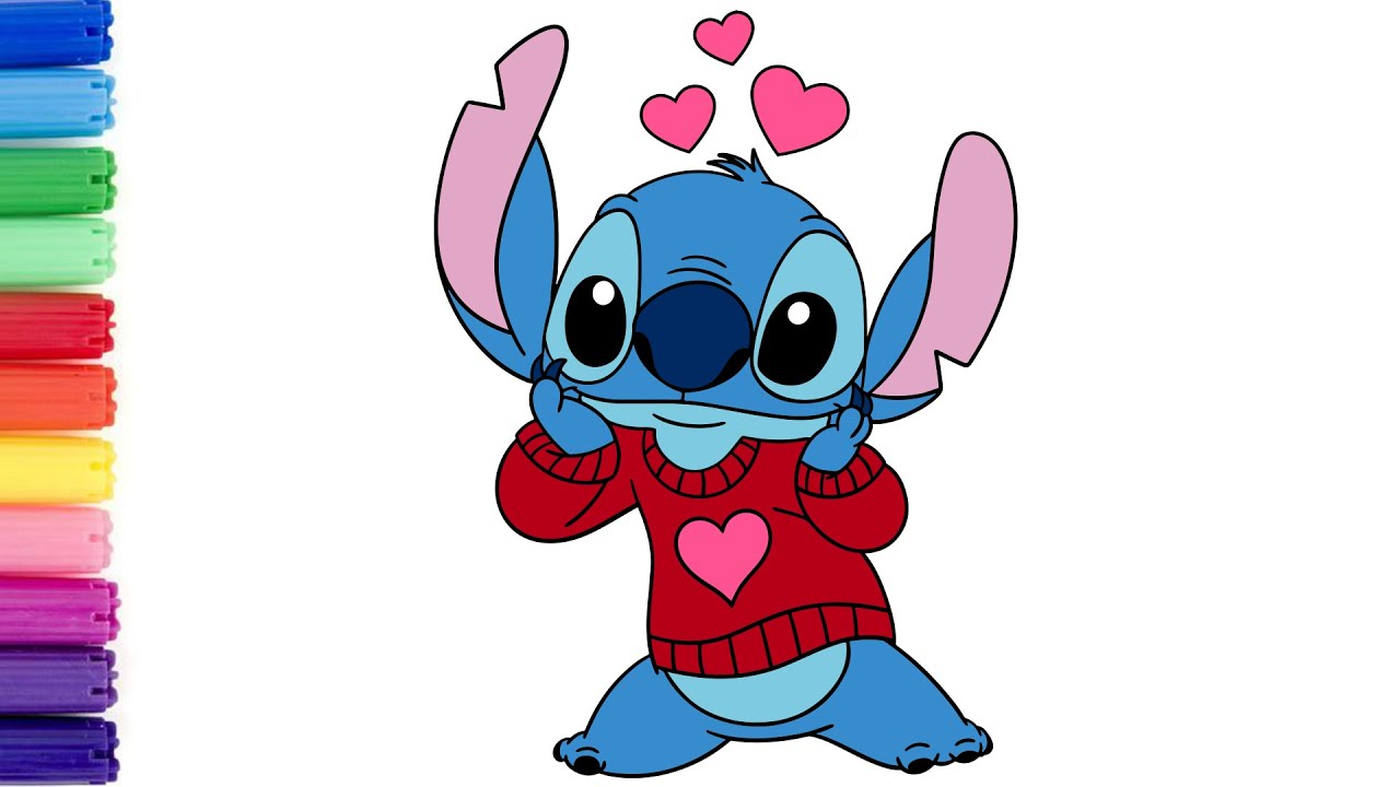 HOW TO DRAW STITCH IN LOVE FOR VALENTINE'S DAY #drawing - YouTube