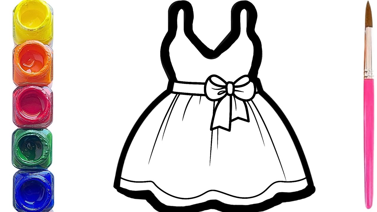 How To Draw Dress with Rainbow Colors For Kids - YouTube