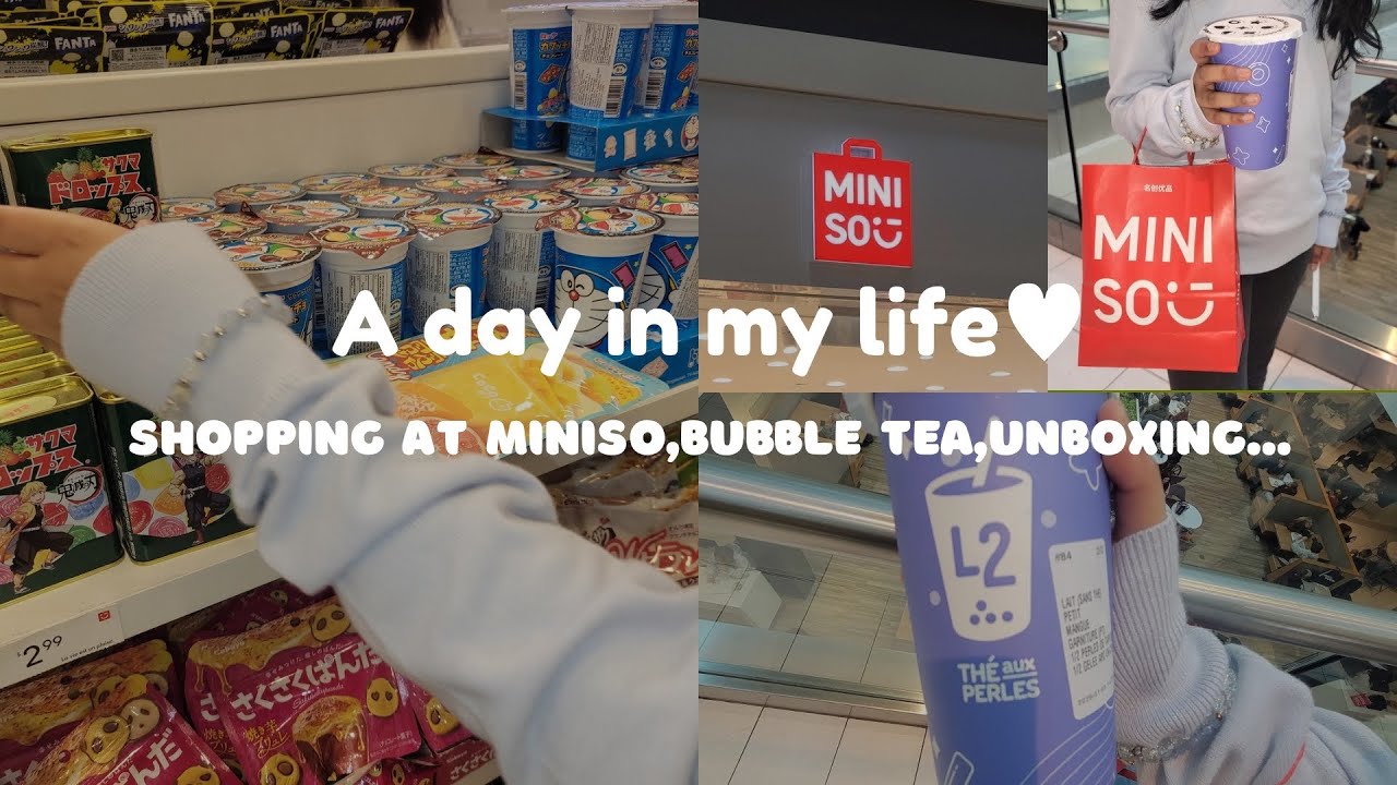 A day in my life🌸(shopping at Miniso, bubble tea, unboxing) - YouTube