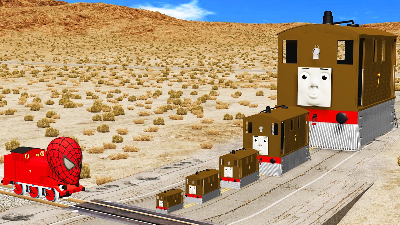 Big & Small Toby The Tram Engine vs Spider-Man The Train - BeamNG.Drive ...