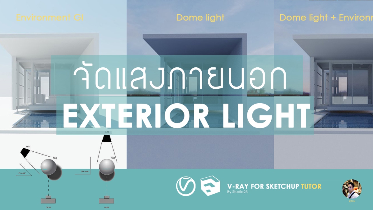 How to setup exterior light. vray for sketchup 2.0 วิธีจัดแสงงานภายนอก ...