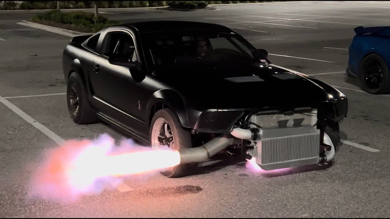 Huge Flames 2 Step Turbo GT500 - YouTube