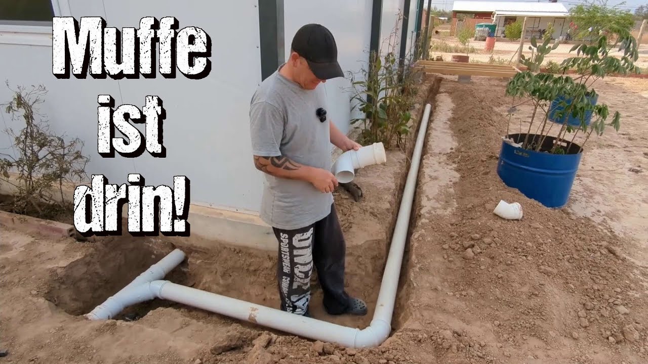 Die Muffe setzen | Abwasserrohre für ein Outdoor-Badezimmer oder ...