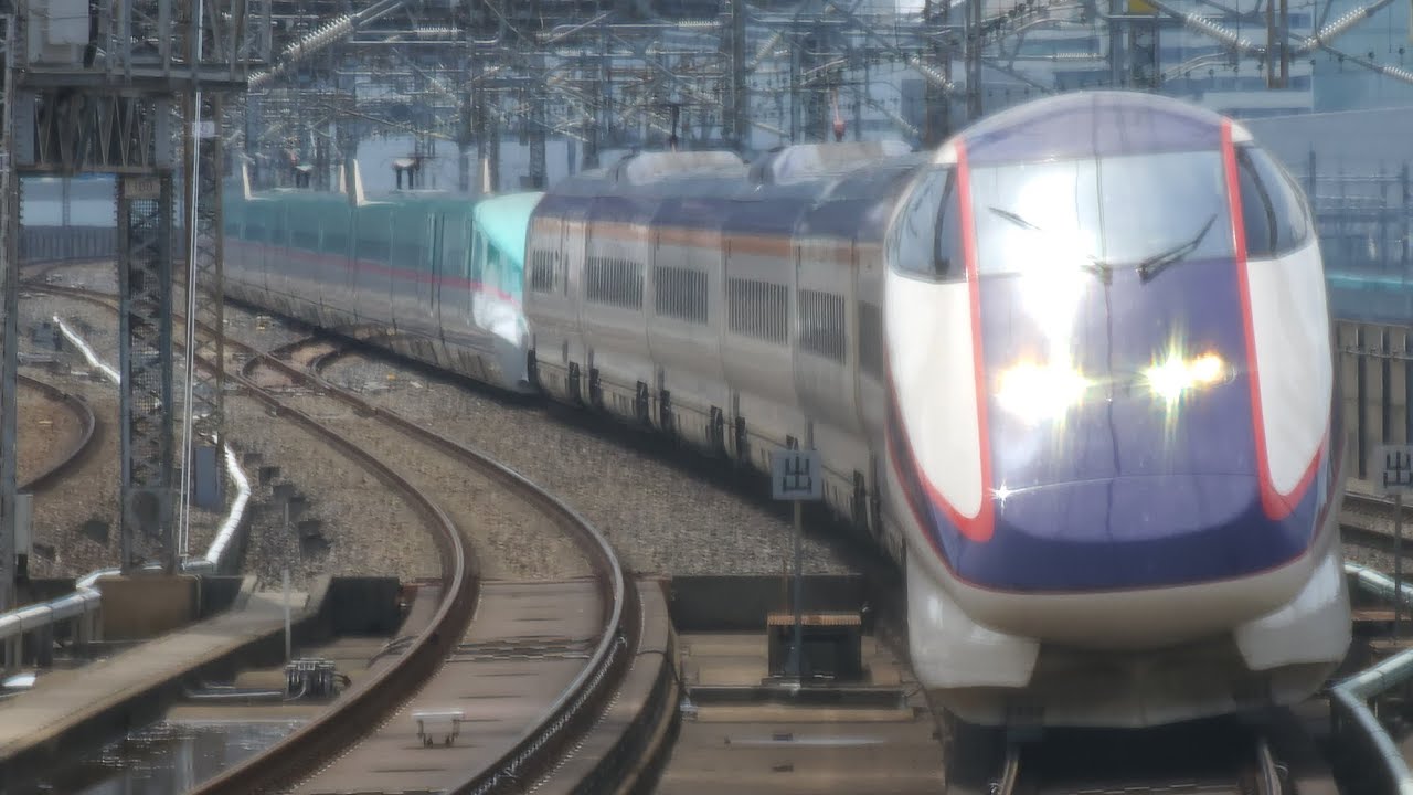 [中々見られないULの臨時回送！] 臨回9907B つばさ188号送り込み兼仙台返却臨時回送 大宮駅17番線を静かに発車するシーン[JR東日本幹カタE3系L71編成+幹セシE5系U25編成 ...