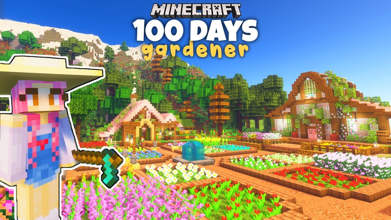 I Spent 100 Days as a GARDENER in Minecraft! 🌼🌷 - YouTube