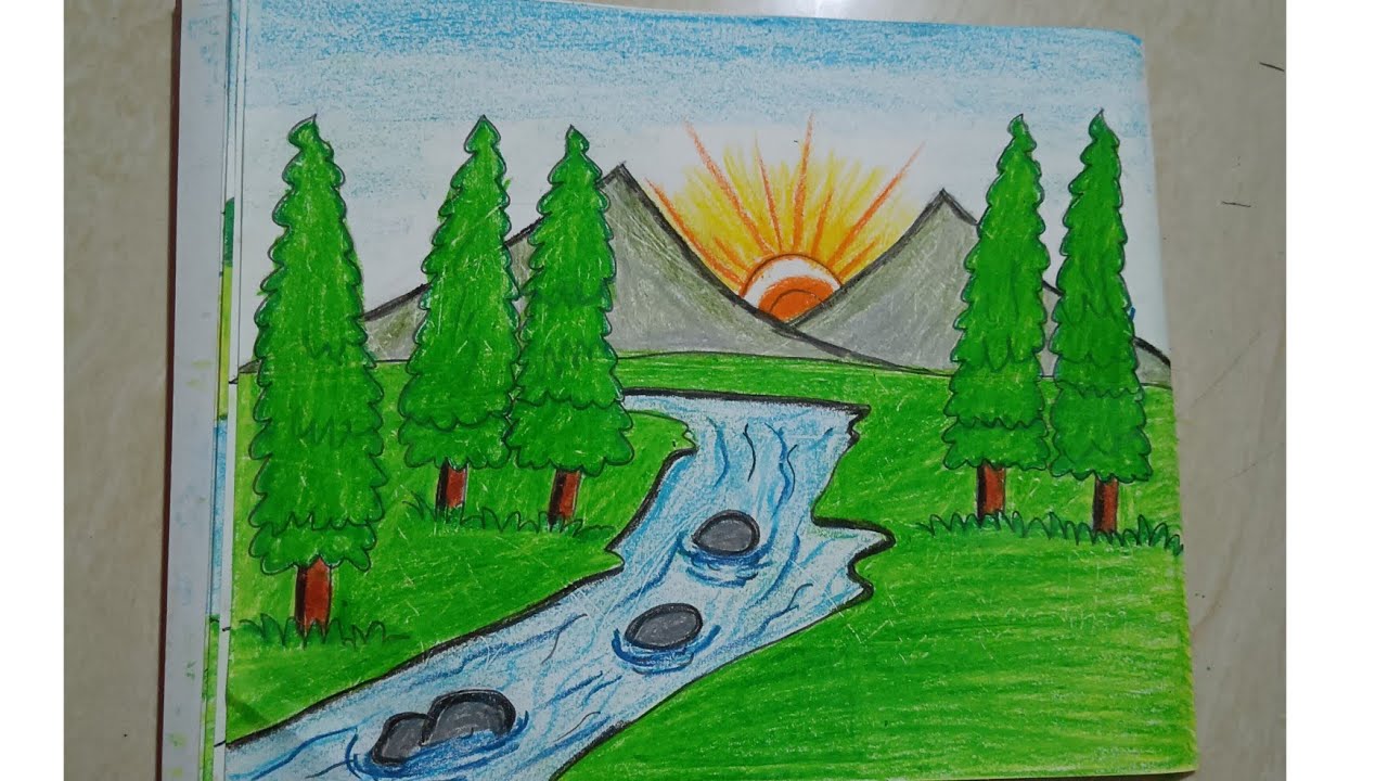 How to drow the Hill's Scenery ll Easy Hill's scenery Drowing.. - YouTube