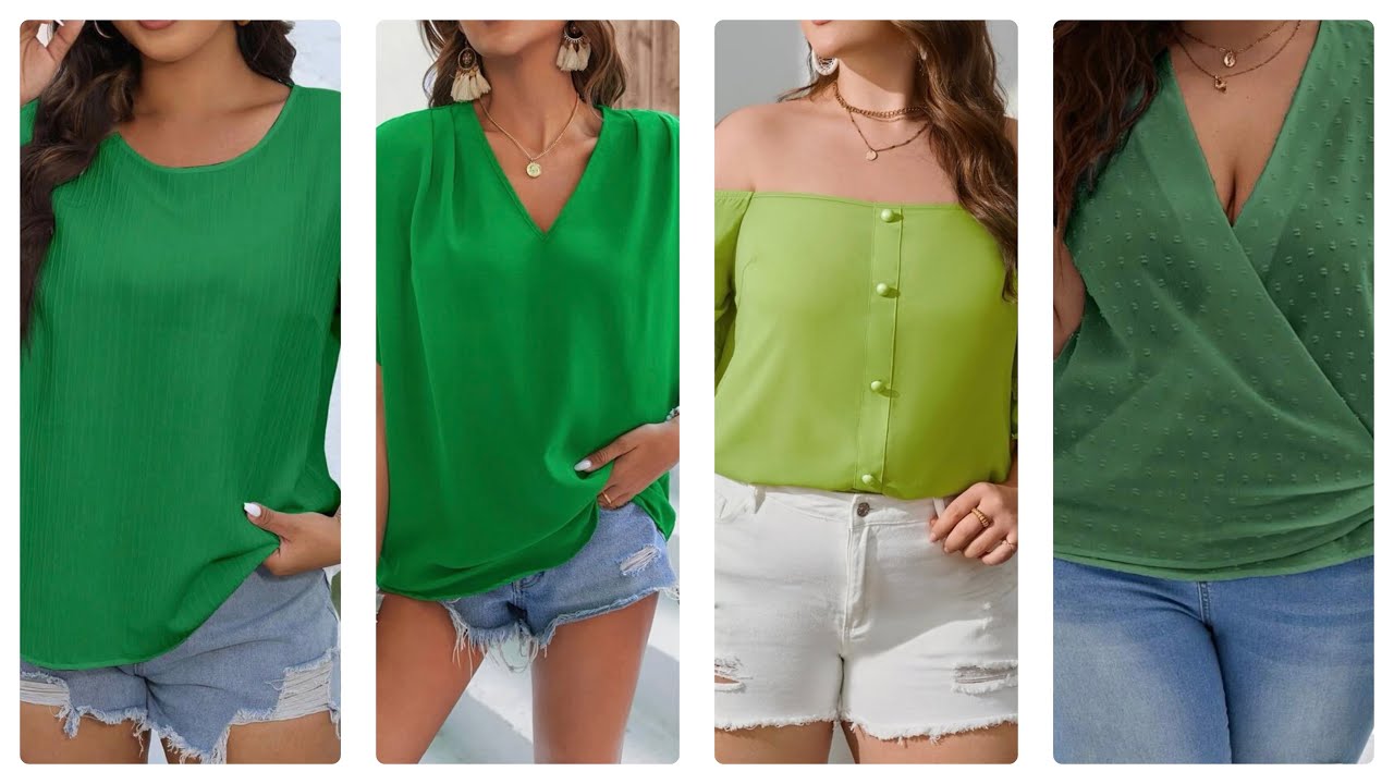 BLUSAS CASUALES EN COLOR VERDE // PLUS SIZE DIFERENTES TONOS - YouTube