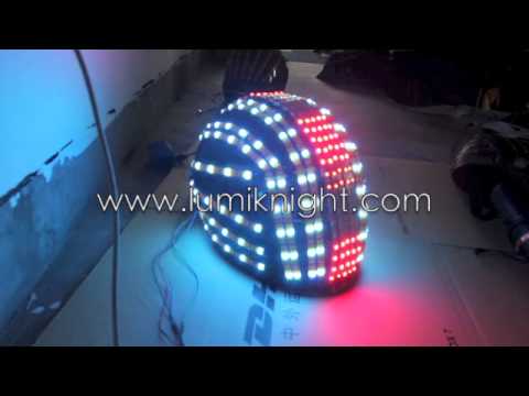 illuminated full color LED robot suit helmet - YouTube