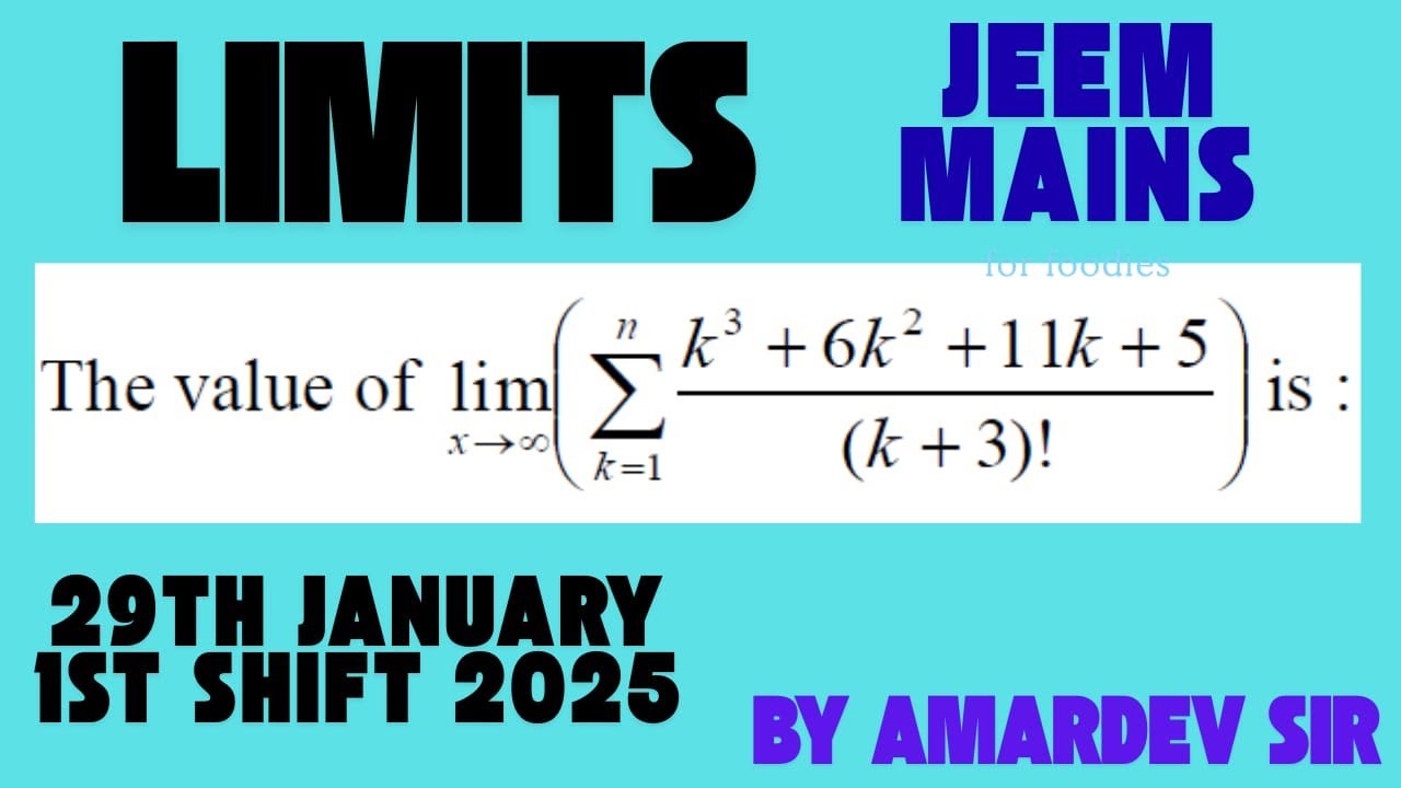 THE VALUE OF LIM X........infinity (SIGMA n,k=1 k^3+6k^2+11k+5/(k+3))is ...