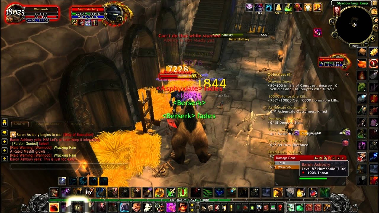 Feral solo Shadowfang Keep HM : Baron Ashbury - YouTube