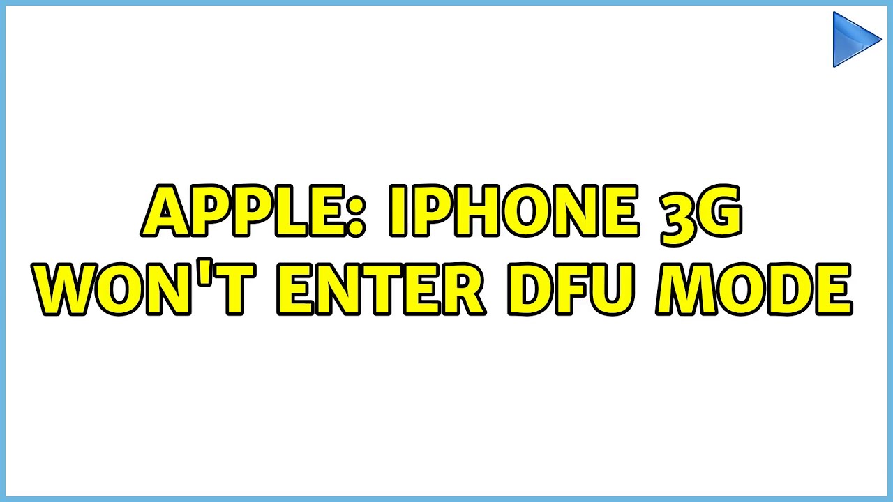 Apple: iPhone 3g won't enter DFU mode - YouTube