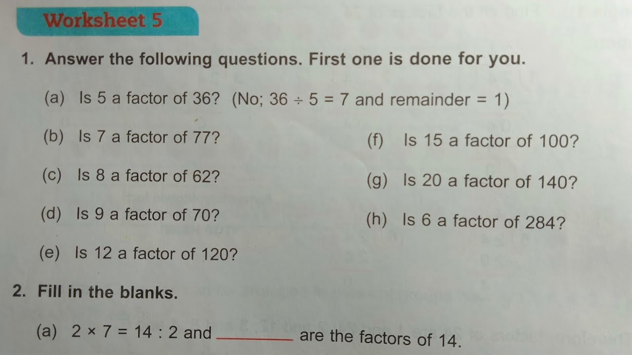 Class 5 unit 3 worksheet 5 dav public school ।। DAV Class 5 chapter 3 ...