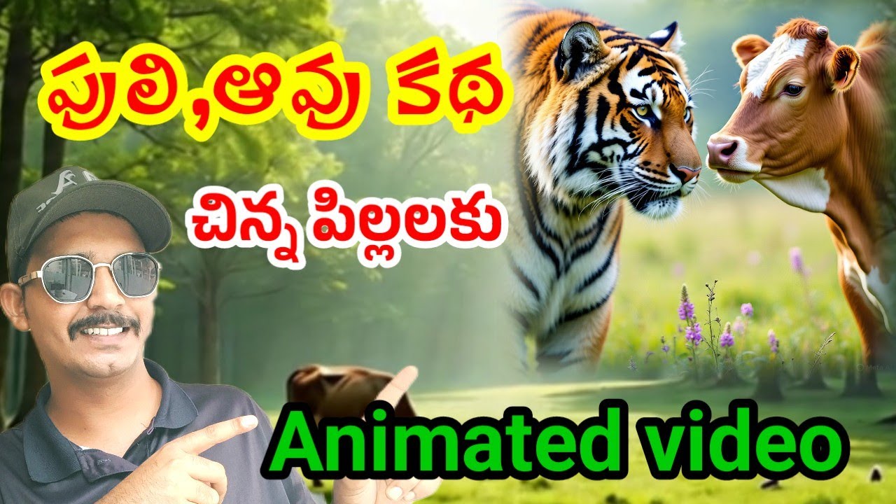 పులి మరియు ఆవు కథ // puli and avu story in Telugu 😍 Animated video # ...