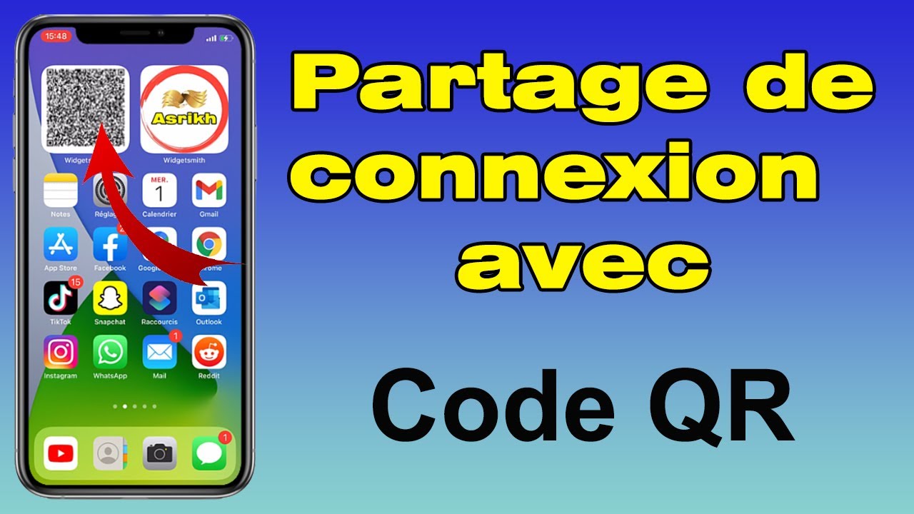 Comment faire un partage de connexion avec code QR iPhone - YouTube